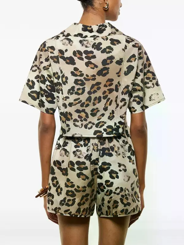 LANEUS Leopard-print Patch-pocket Shirt