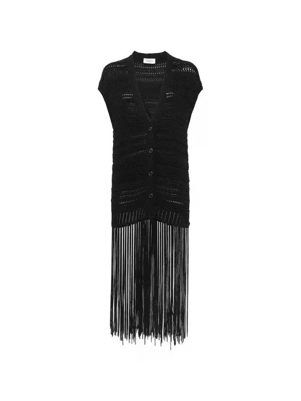 LANEUS Fringed Knit Cardigan