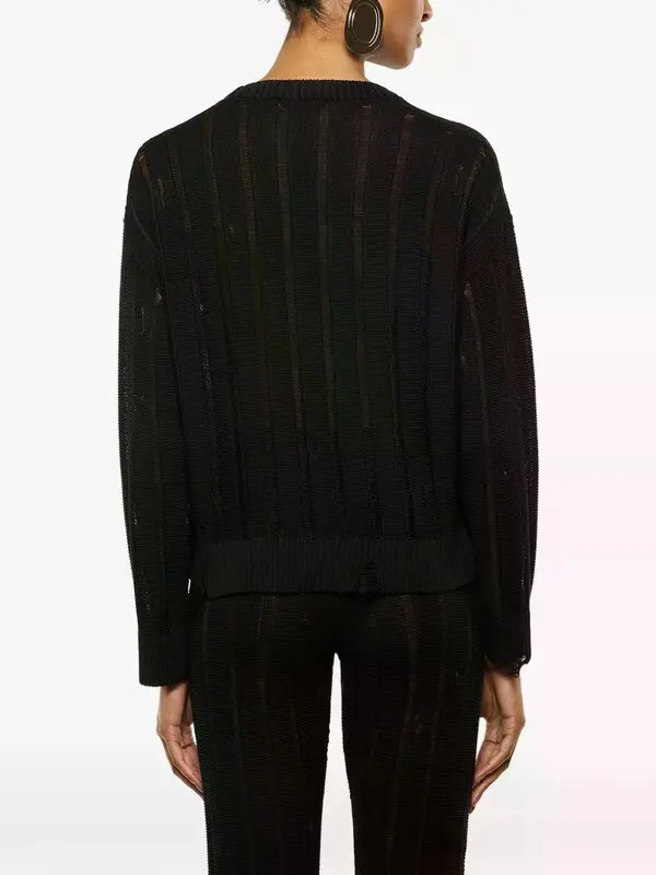 LANEUS Distressed Crew-neck Sweater