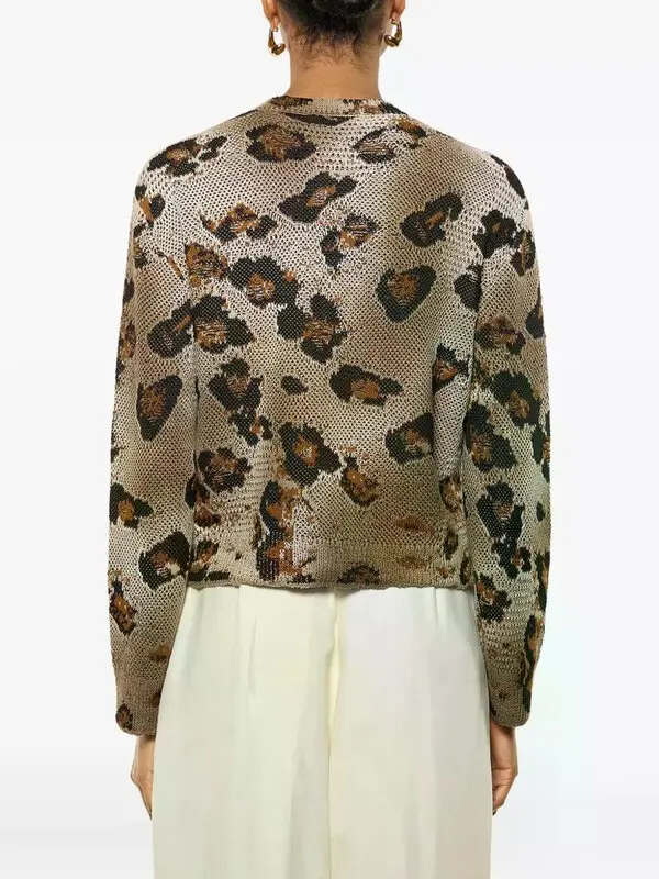 LANEUS Leopard-pattern Knit Cardigan