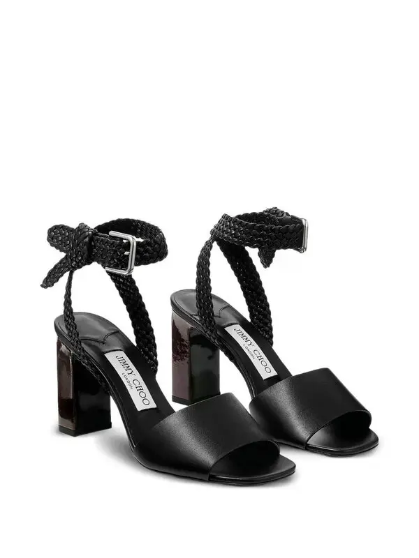 JIMMY CHOO Rori 85 Braided Buckled Sandals - Black