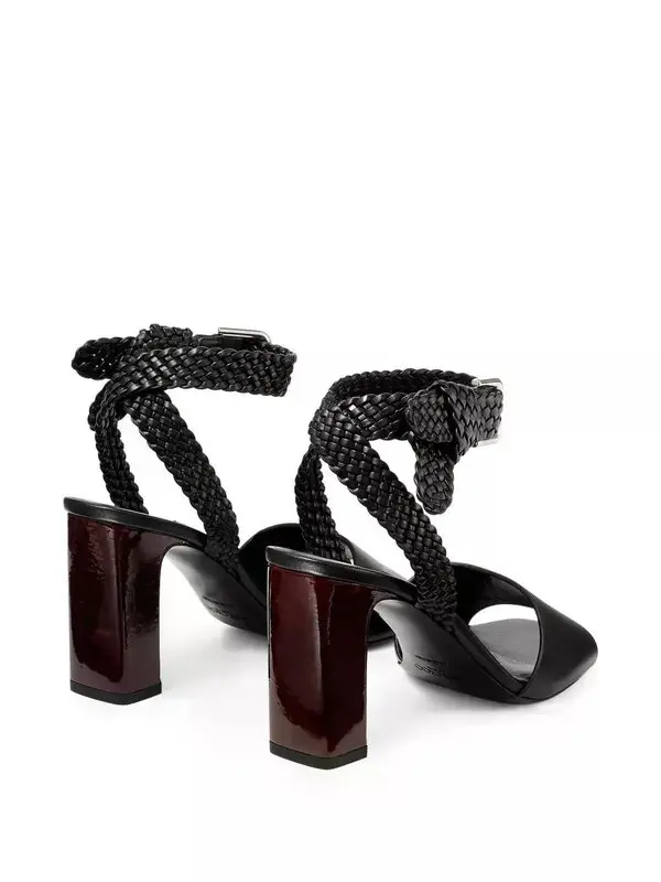 JIMMY CHOO Rori 85 Braided Buckled Sandals - Black