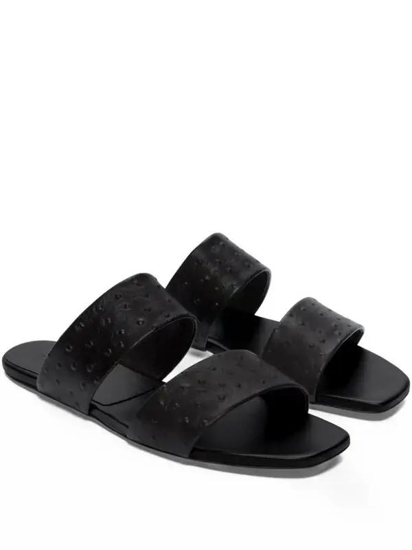 Loulou De Saison Jako Textured Strap Flat Sandals - Black