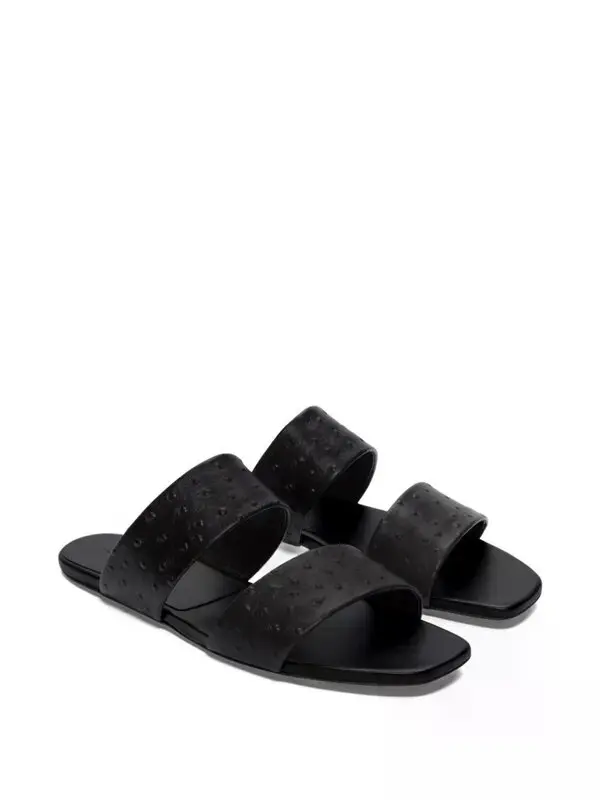 Loulou De Saison Jako Textured Strap Flat Sandals - Black