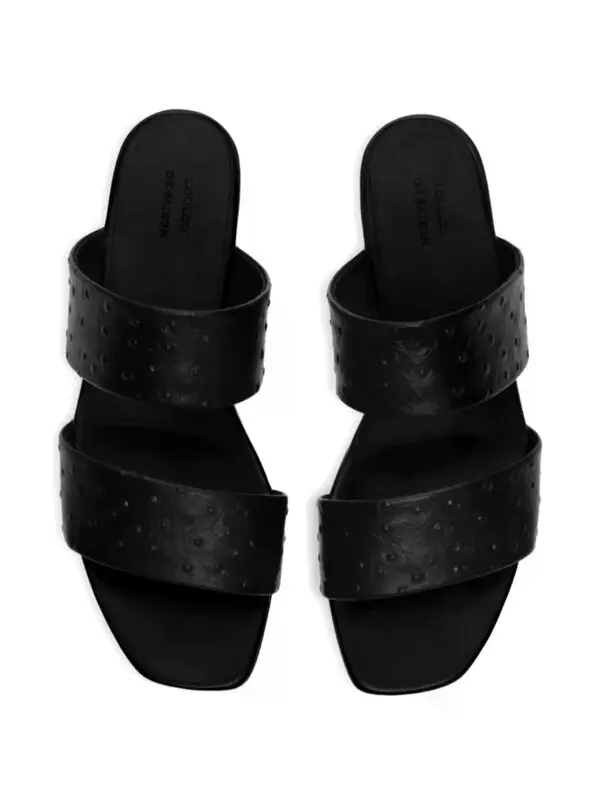 Loulou De Saison Jako Textured Strap Flat Sandals - Black