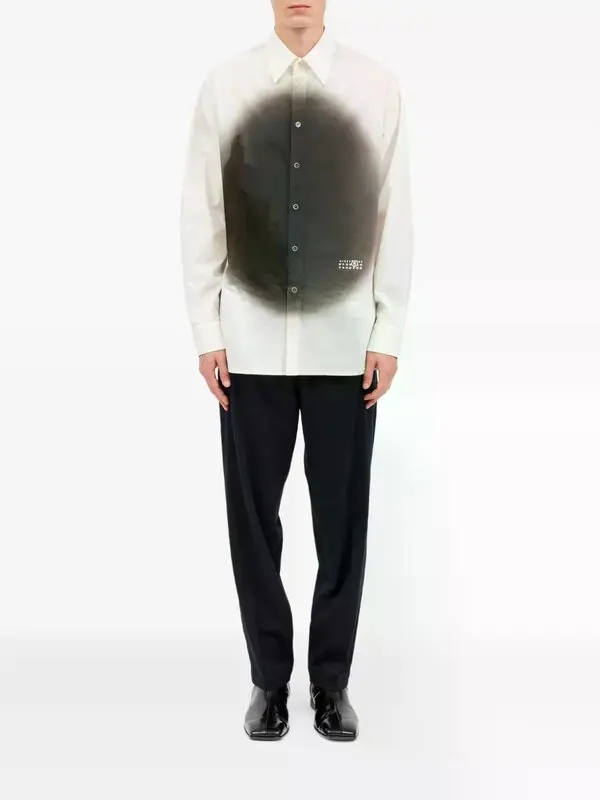 MAISON MARGIELA Blurred-print Long-sleeve Shirt - White