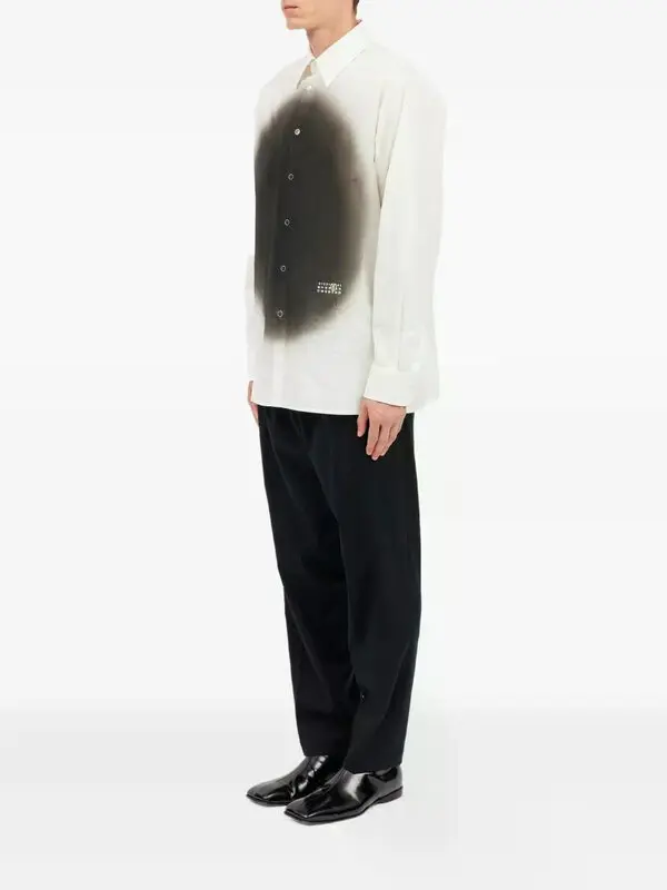MAISON MARGIELA Blurred-print Long-sleeve Shirt - White