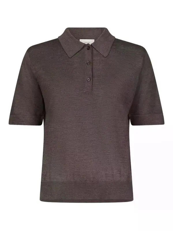 Loulou De Saison Migo Button Ribbed Polo Shirt - Brown