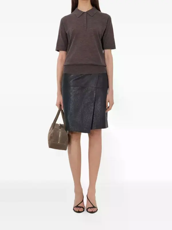 Loulou De Saison Migo Button Ribbed Polo Shirt - Brown