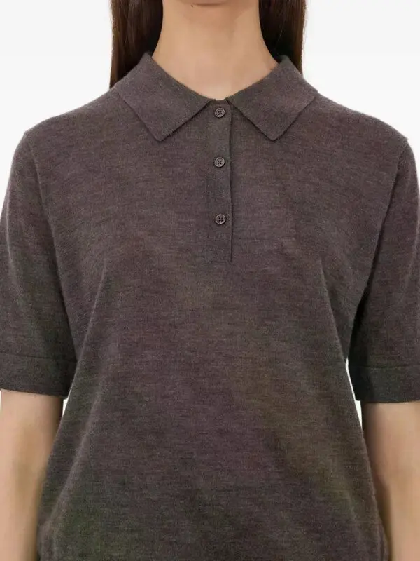 Loulou De Saison Migo Button Ribbed Polo Shirt - Brown