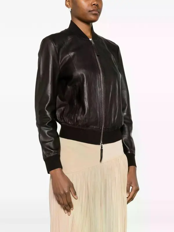 BULLY Panelled Lambskin Jacket - Brown