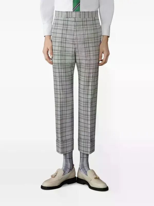 Thom Browne Check Pattern Back-strap Trousers - Grey