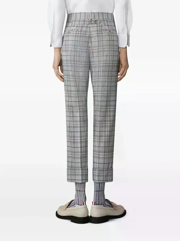 Thom Browne Check Pattern Back-strap Trousers - Grey