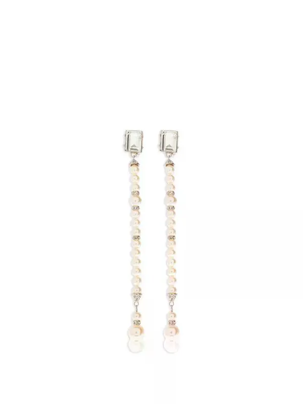 Alessandra Rich Stone And Pearl Drop Earrings - Neutrals