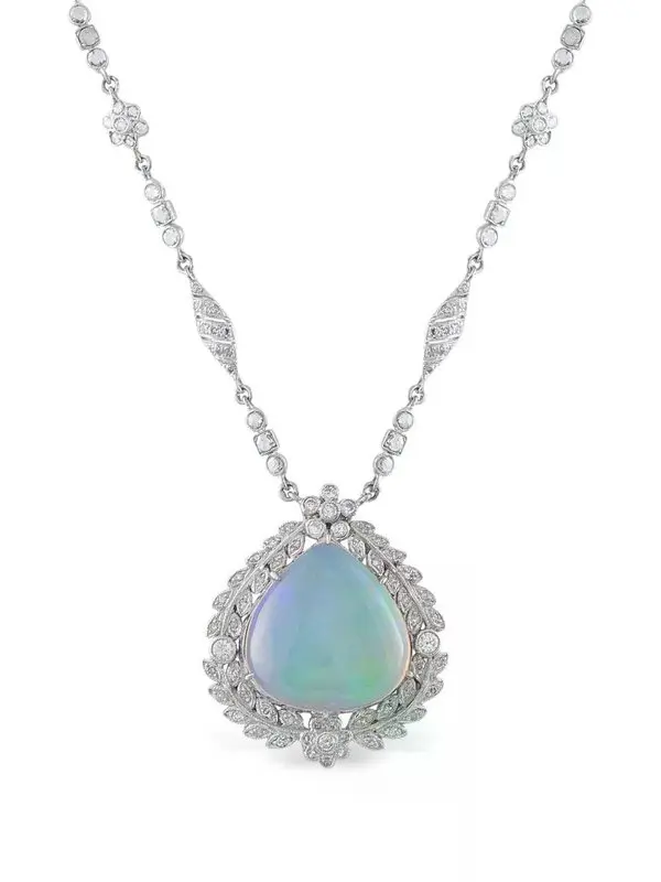 LB EXCLUSIVE Diamond And Opal Pendant Necklace - Silver