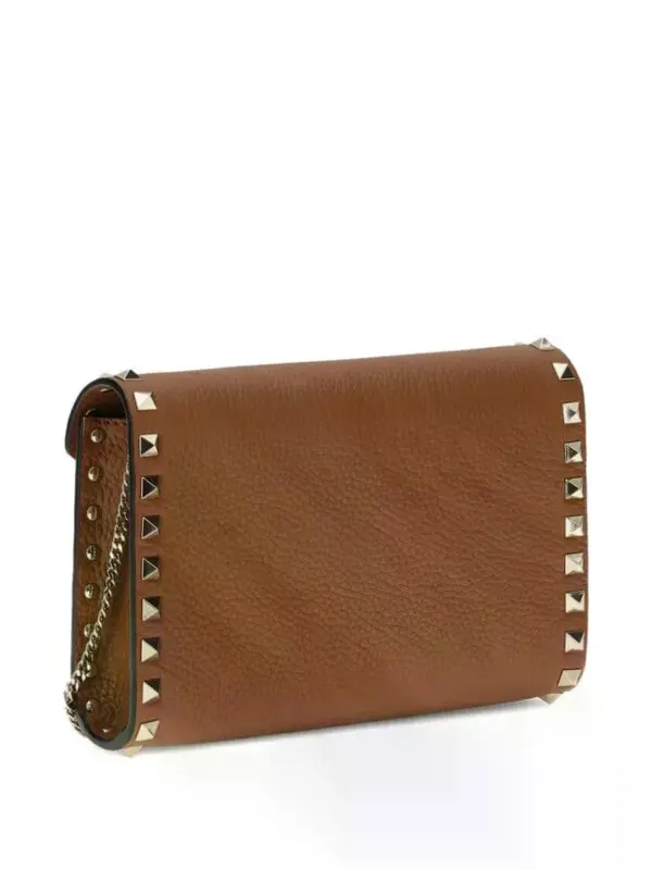 Valentino Garavani Rockstud Leather Clutch Bag - Brown