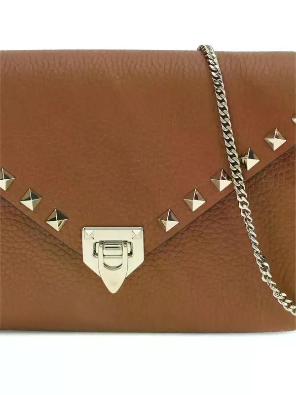 Valentino Garavani Rockstud Leather Clutch Bag - Brown