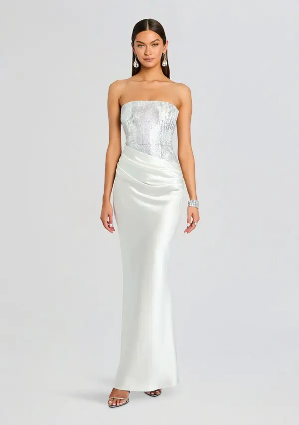 Retrofete Alexandra Embellished Dress - White/silver