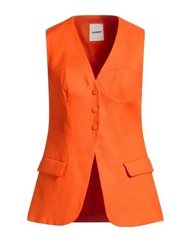 Sandro Tailored Vest In Linen, Cotton, And Elastane