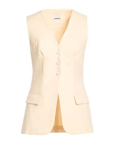 Sandro Tailored Vest In Linen, Cotton, And Elastane
