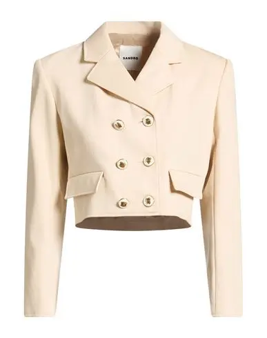 Sandro Double-breasted Cropped Twill Blazer - White