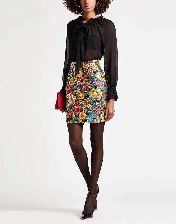 Dolce & Gabbana Mini Skirt Brocade Floral-print