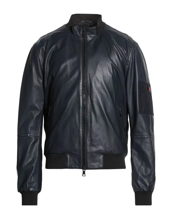Peuterey Leather Bomber Jacket - Blue