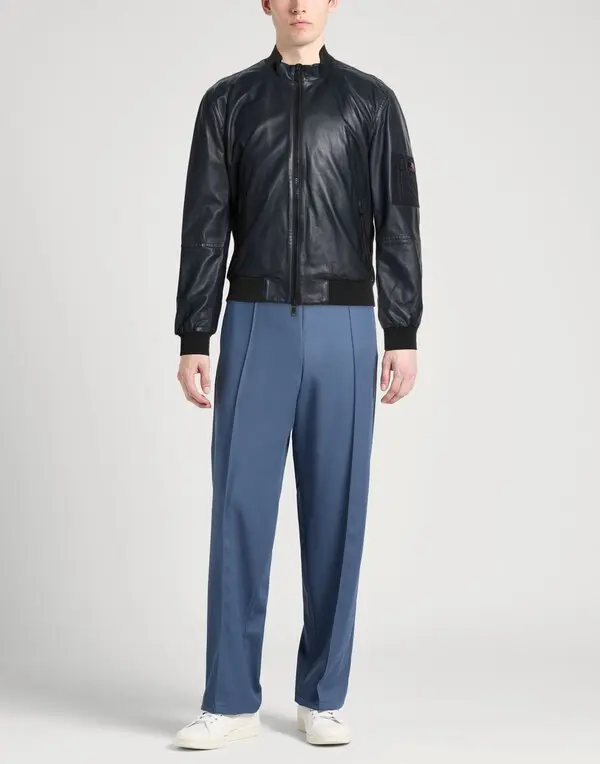 Peuterey Leather Bomber Jacket - Blue