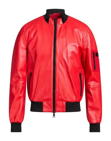 Peuterey Leather Bomber Jacket - Red