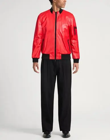 Peuterey Leather Bomber Jacket - Red