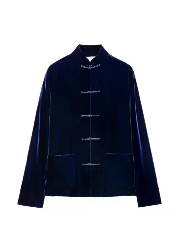 Shanghai Tang Knot-button Pocket Jacket - Blue