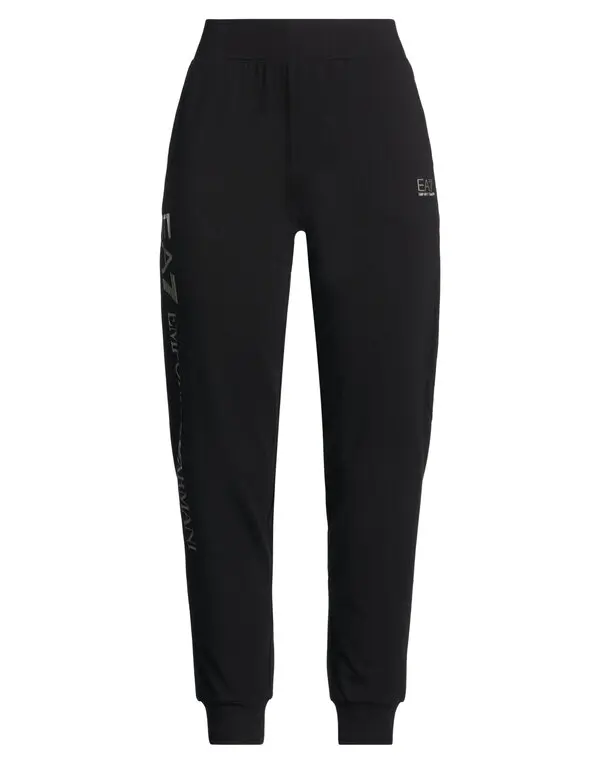 EA7 Cotton Elastane Track Pants - Black