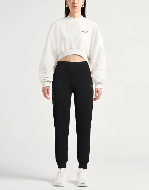EA7 Cotton Elastane Track Pants - Black