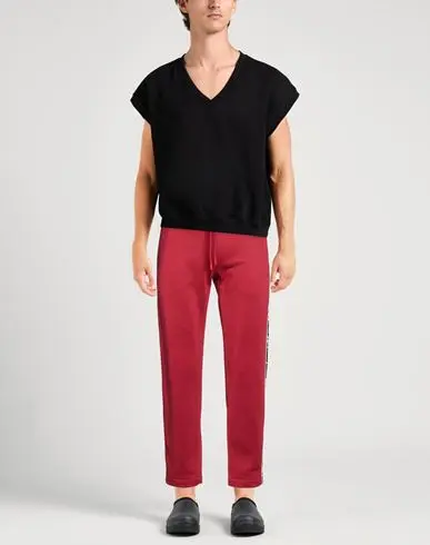 BIKKEMBERGS Pants Burgundy Size Polyester, Cotton