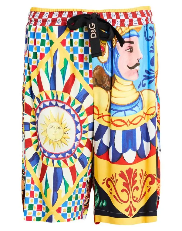Dolce & Gabbana Printed Viscose Bermuda Shorts - Yellow