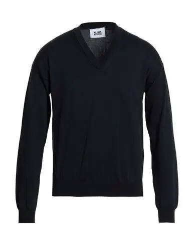 Alpha Studio Cotton V-neck Sweater - Midnight Blue