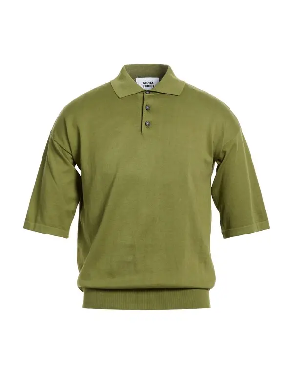 Alpha Studio Cotton Military Sweater - Green