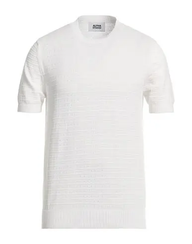 Alpha Studio Sweater With Pointelle Knit - White