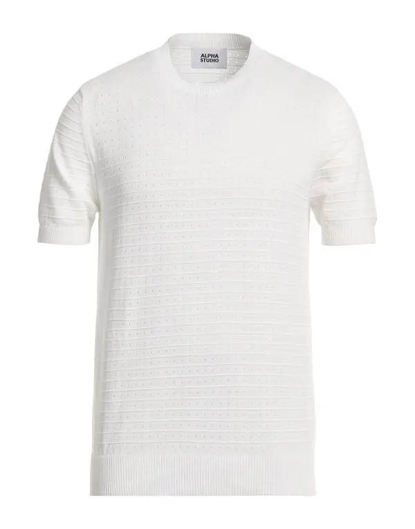 Alpha Studio Sweater With Pointelle Knit - White
