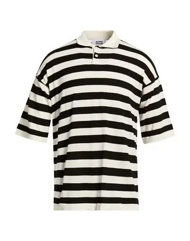 Alpha Studio Striped Jacquard-knit Cotton Polo Shirt - Black