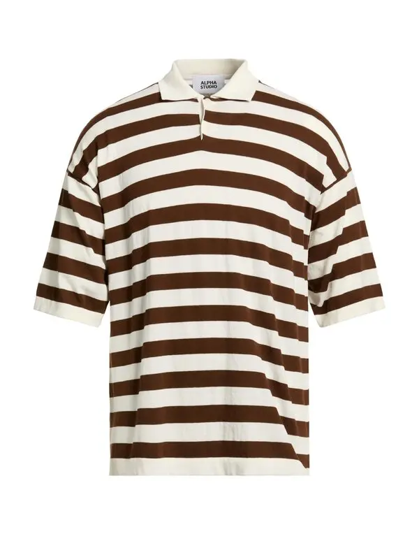 Alpha Studio Striped Jacquard-knit Cotton Polo Shirt