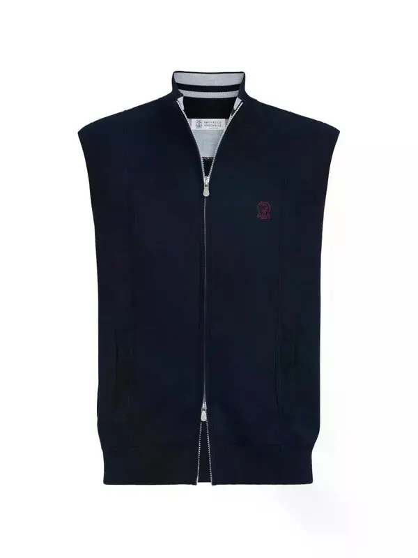 Brunello Cucinelli Cotton And Silk Double-knit Vest - Blue