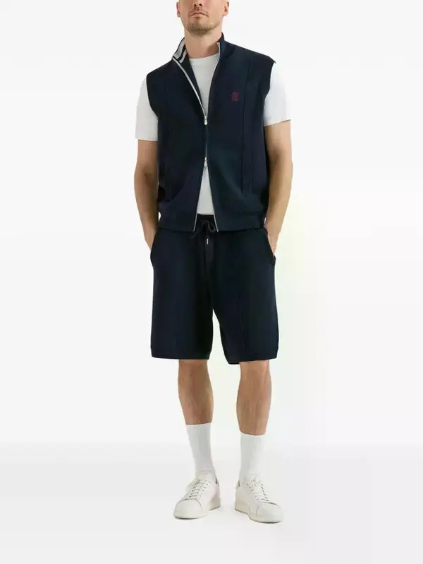 Brunello Cucinelli Cotton And Silk Double-knit Vest - Blue