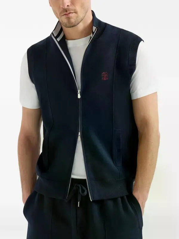 Brunello Cucinelli Cotton And Silk Double-knit Vest - Blue