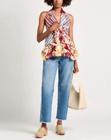 LANVIN Multicolor Tweed Sleeveless Deep Neckline Top