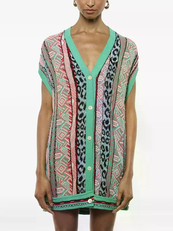 LANEUS Patterned V-neck Cardigan