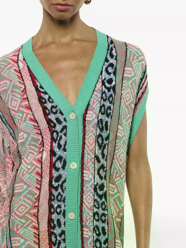 LANEUS Patterned V-neck Cardigan