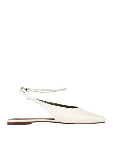 MARIA LUCA Leather Slingback Ballet Flats - Ivory