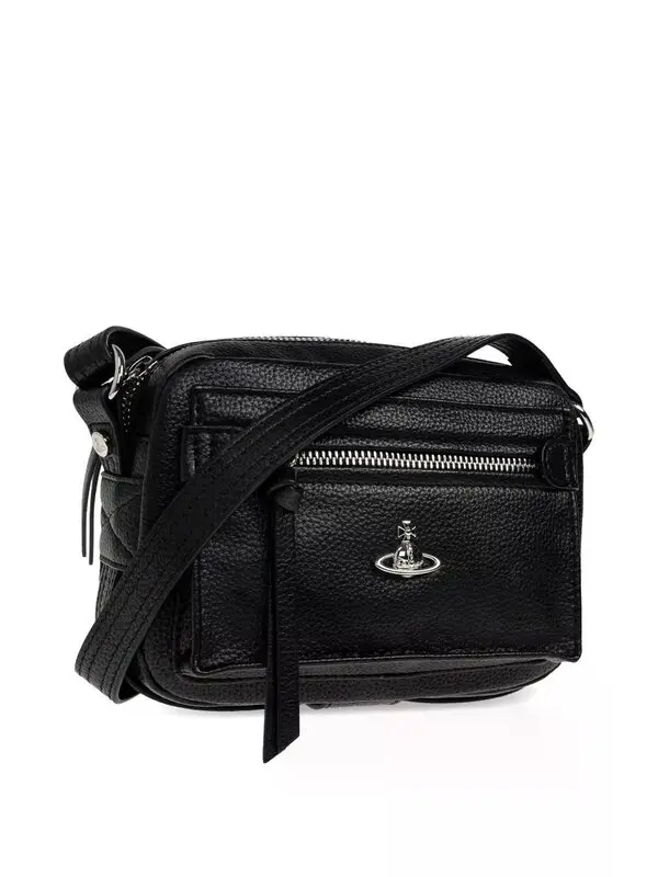 VIVIENNE WESTWOOD Hannah Zip Textured Shoulder Bag - Black