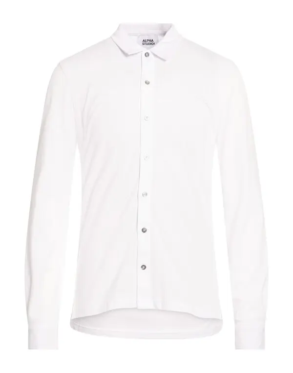 Alpha Studio Shirt Bright Size Cotton, Elastane - White
